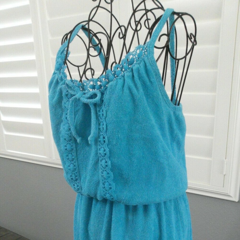 Vintage Terry Cloth 1980’s Electric Blue Towel Dress … - Gem